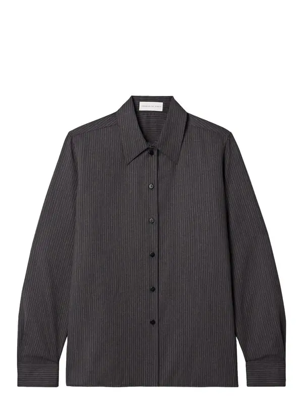Veronica De Piante Livia Pinstriped Wool-twill Shirt - Gray