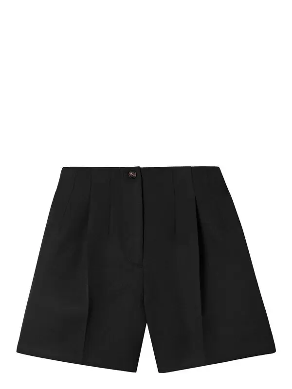 Veronica De Piante Tilly Pleated Grain De Poudre Wool Shorts - Black