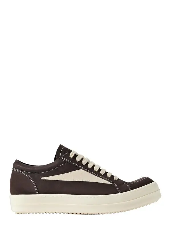 Rick Owens Vintage Suede-trimmed Nubuck Sneakers - Brown