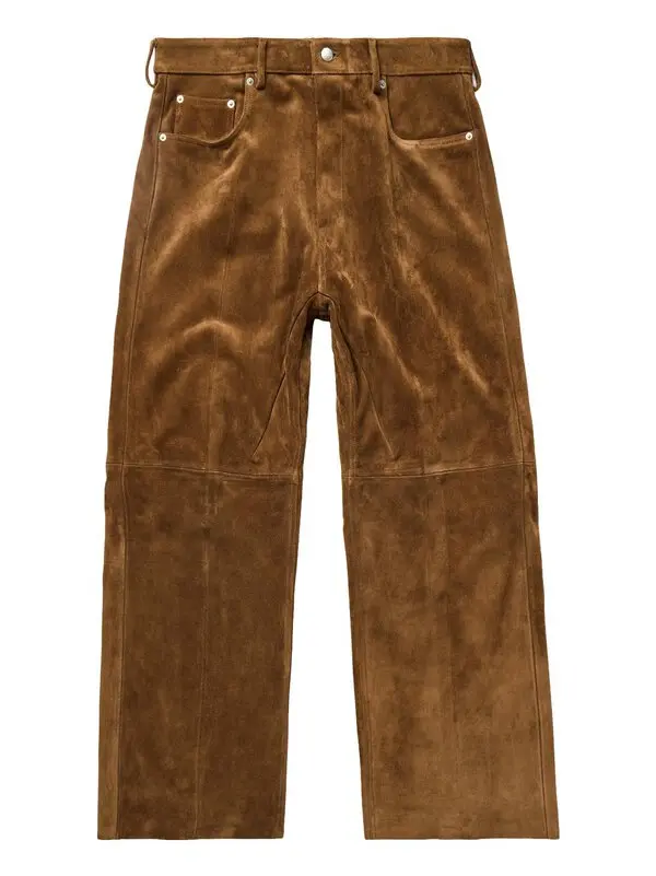 Rick Owens Geth Wide-leg Panelled Suede Trousers - Brown
