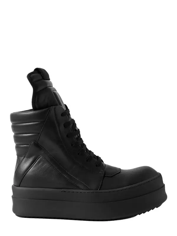 Rick Owens Mega Geobasket Leather High-top Sneakers - Black