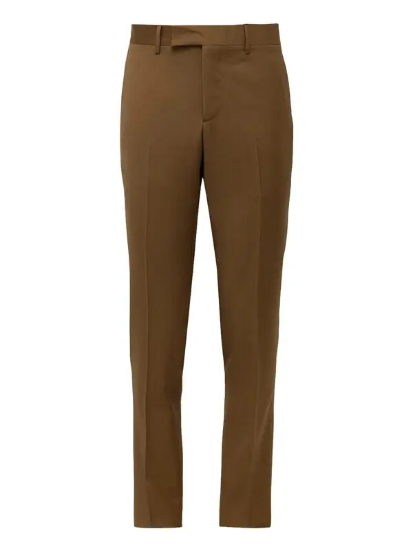 LARDINI Slim-fit Virgin Wool-twill Trousers - Brown