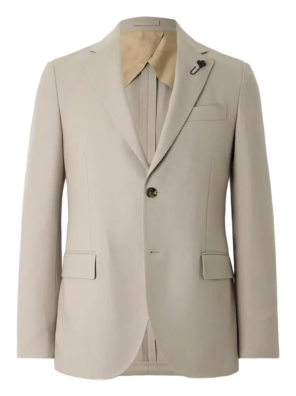 LARDINI Virgin Wool-blend Twill Suit Jacket - Neutrals