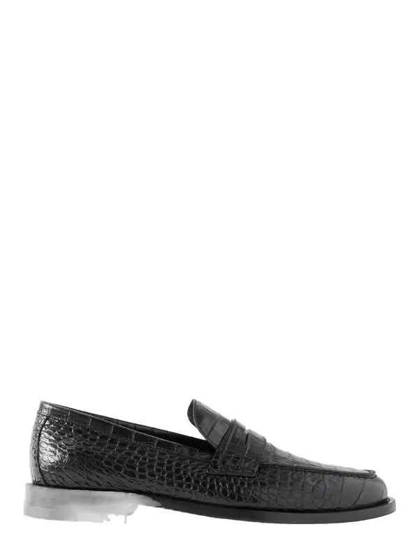 Manolo Blahnik Perry Croc-effect Leather Loafers - Black