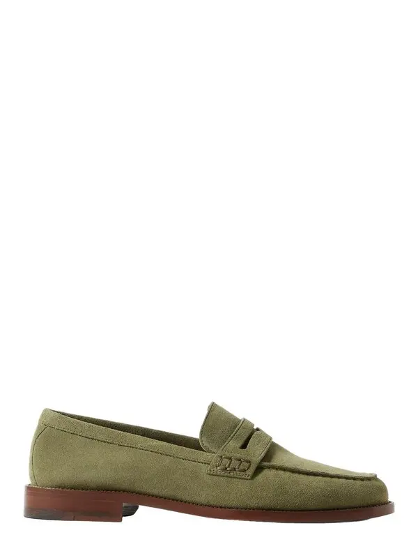 Manolo Blahnik Perry Suede Penny Loafers - Green