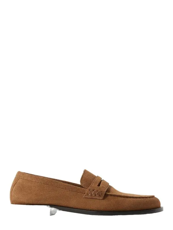 Manolo Blahnik Perry Suede Penny Loafers - Brown