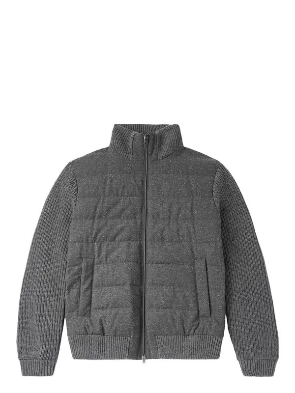 Herno Quilted Wool-blend Down Bomber Jacket - Gray