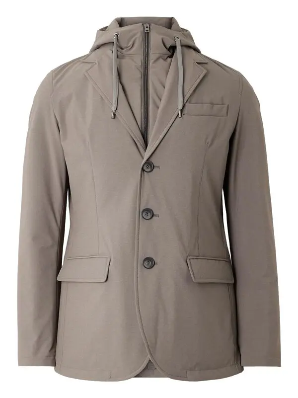 Herno Convertible Padded Shell Hooded Blazer - Brown