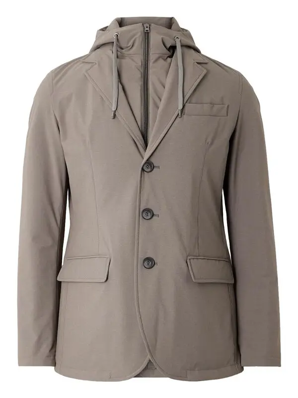 Herno Convertible Padded Shell Hooded Blazer - Brown