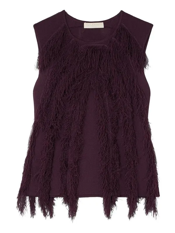 Ulla Johnson Bonnie Fringed Stretch-knit Top - Purple