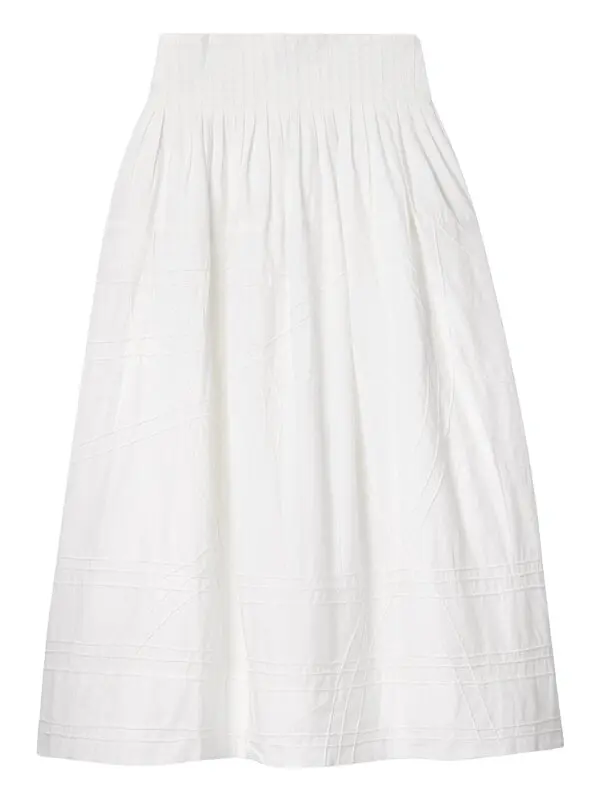 Sea Camden Pleated Cotton-poplin Midi Skirt - White