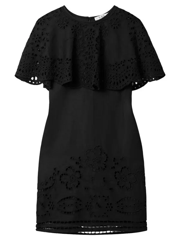 Sea Lula Layered Broderie Anglaise Mini Dress - Black