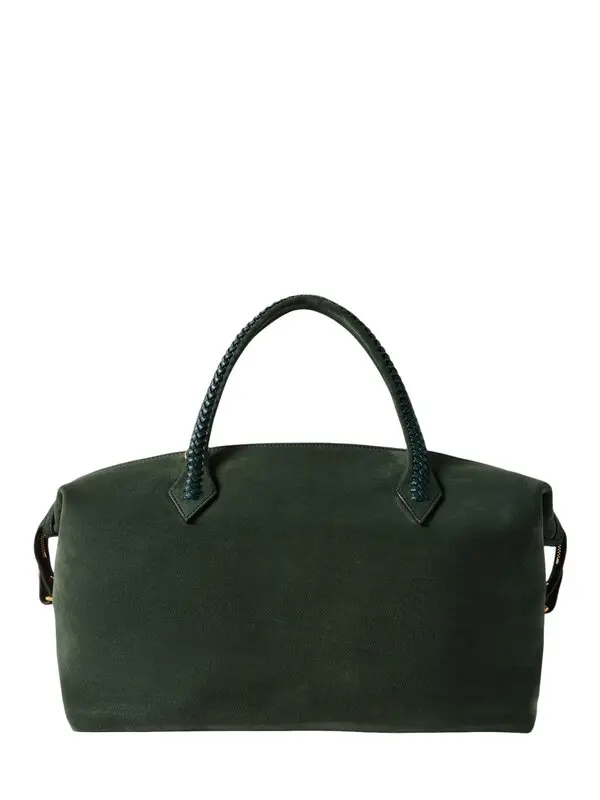 METIER Vérité City Medium Braided Leather-trimmed Suede Tote - Green