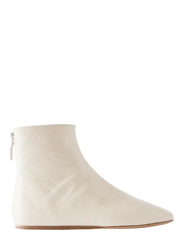 Le Monde Beryl Luna Glossed-leather Ankle Boots - Neutrals