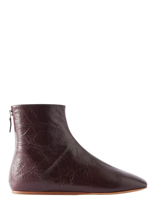 Le Monde Beryl Luna Crinkled-leather Ankle Boots - Burgundy