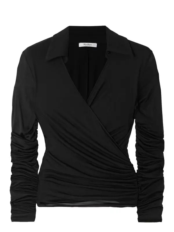 Max Mara Aiello Stretch-jersey Wrap Blouse - Black