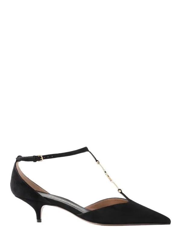 FERRAGAMO Traci Embellished Suede Pumps - Black