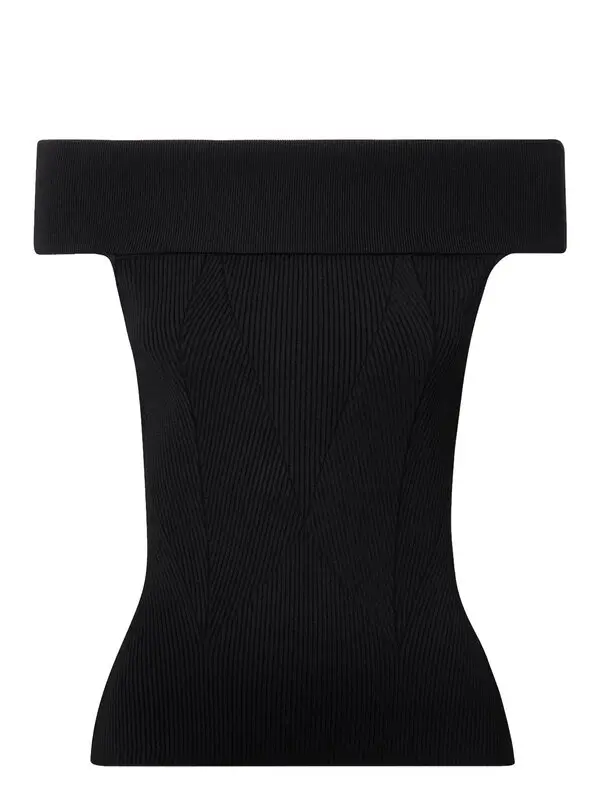 Givenchy Off-the-shoulder Ribbed-knit Top - Black
