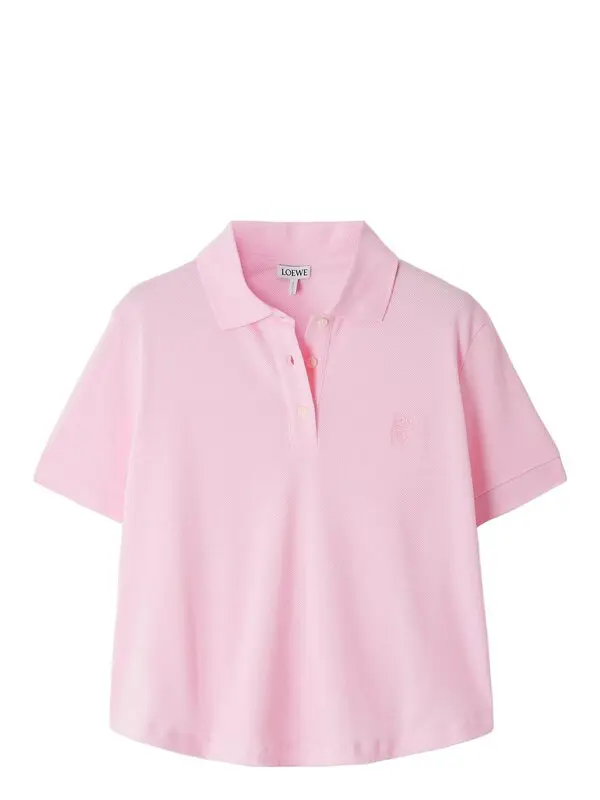 Loewe Embroidered Cotton-piqué Polo Shirt - Pink