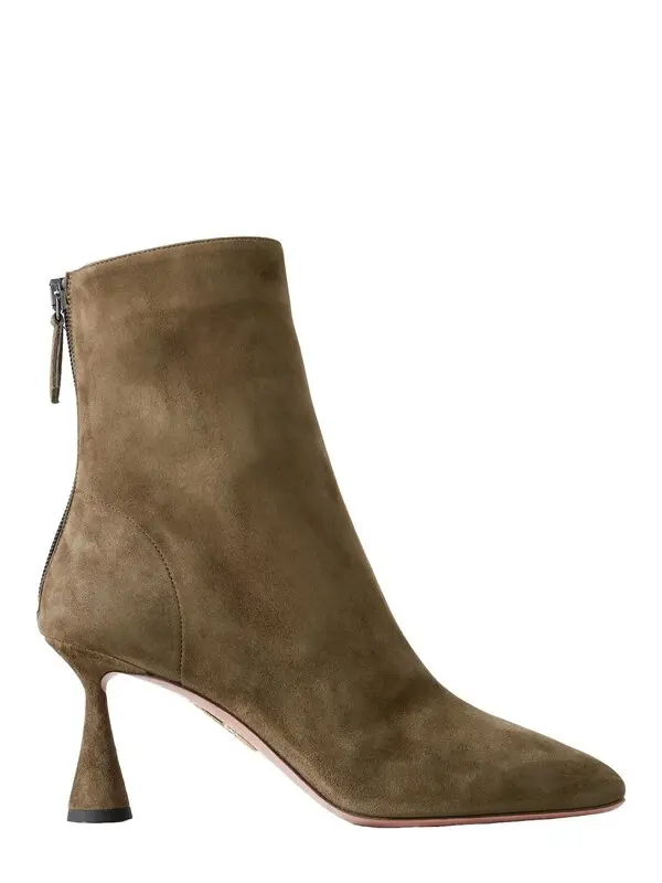 AQUAZZURA Amore 75 Suede Ankle Boots - Green