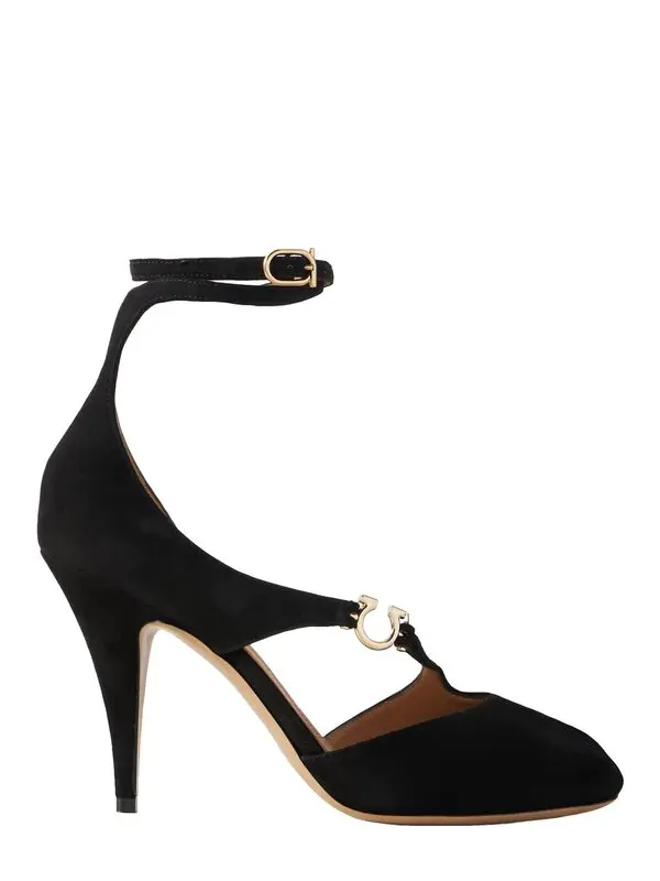 FERRAGAMO Molly Embellished Suede Pumps - Black