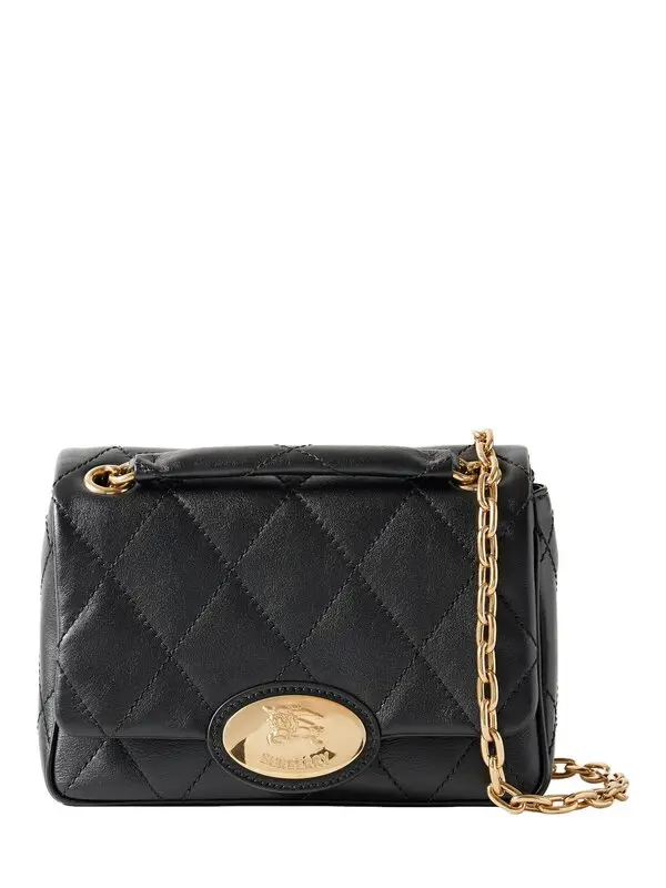 Burberry Embellished Quilted Leather Shoulder Bag - Black