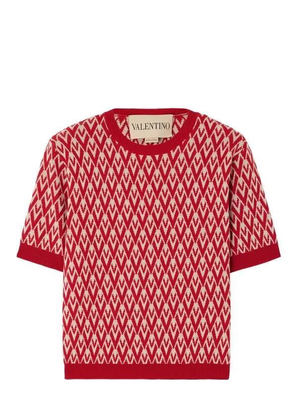Valentino Garavani Jacquard-knit Wool Sweater - Red