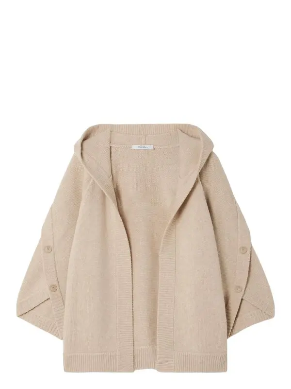 Max Mara Vals Hooded Wool And Cashmere-blend Cardigan - Neutrals