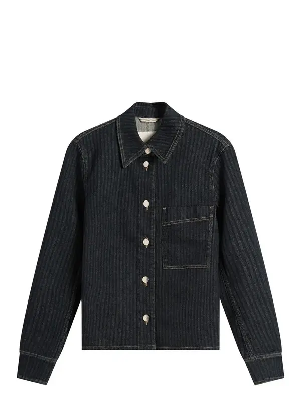 Closed Striped Denim Jacket - Dark Blue