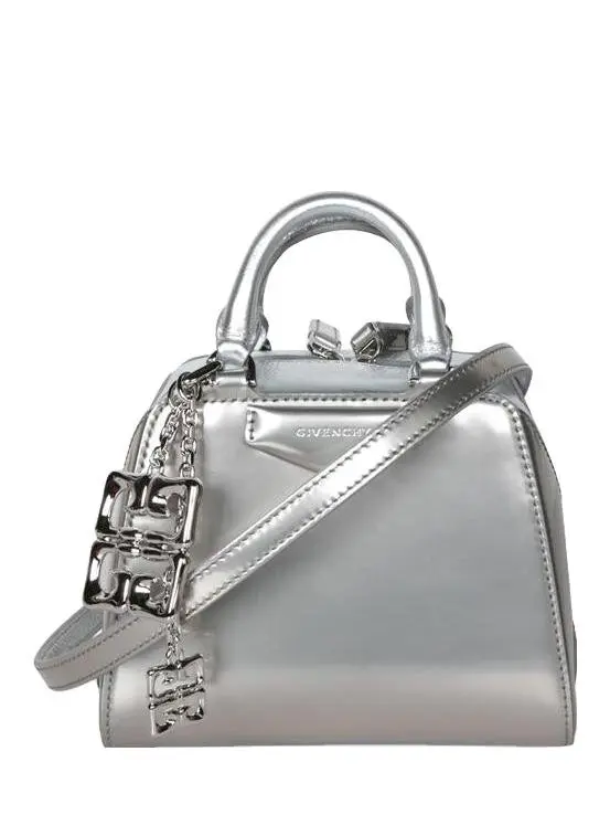 Givenchy Laminated Leather Handbag With Strass Details - Grey