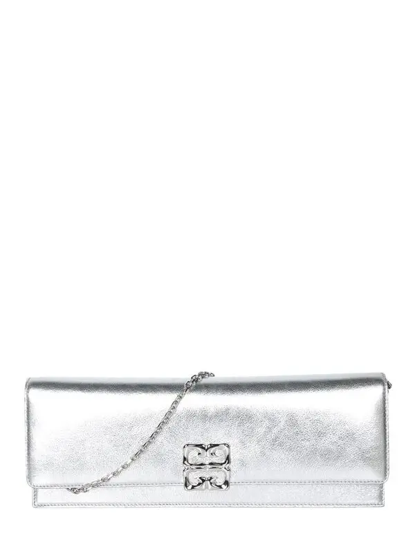 Givenchy Metallic Leather Clutch With 4g Closure - Grey
