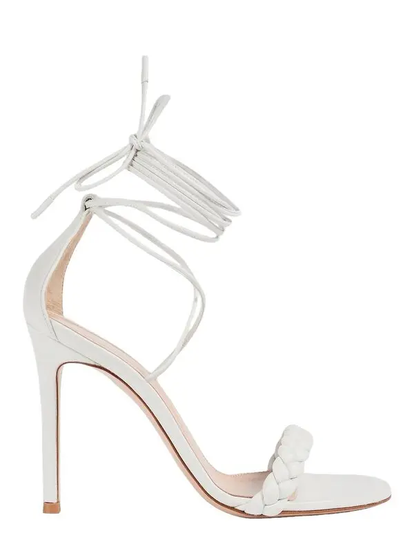 GIANVITO ROSSI Leomi Braided Leather Sandals - White