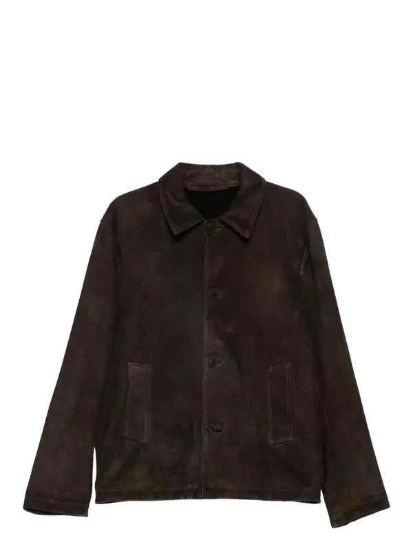 SALVATORE SANTORO Button-fastening Suede Jacket - Brown
