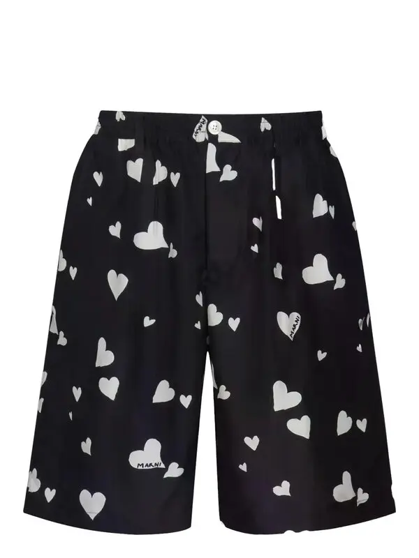 Marni Bunch Of Hearts Silk Shorts - Black