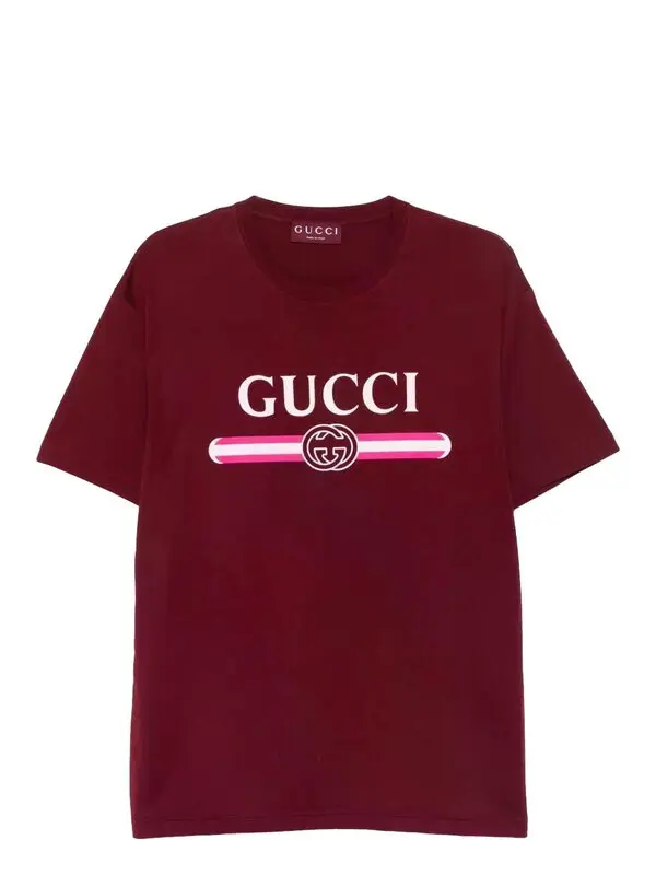 Gucci Logo-stripe Cotton T-shirt - Red