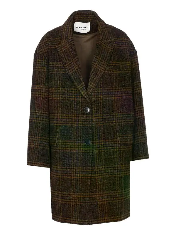 MARANT ETOILE Checked Wool Coat - Brown