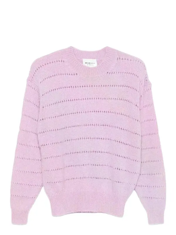 MARANT ETOILE Striped Perforated-detail Sweater - Pink