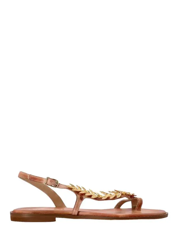 KOTRIS SANDALS Leaf-embellished Slingback Sandals - Neutrals