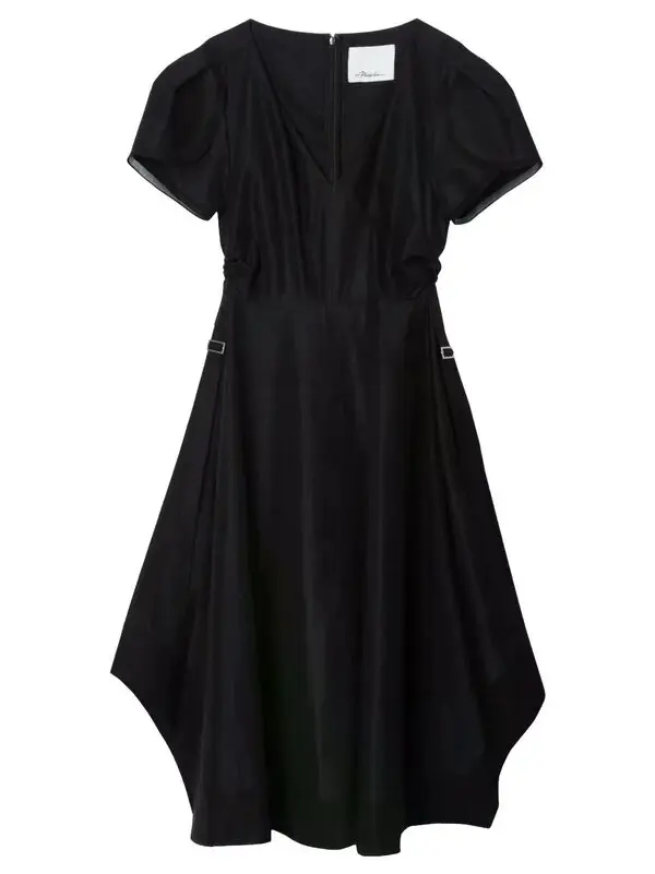 3.1 Phillip Lim Puff-sleeve V-neck Midi Dress - Black