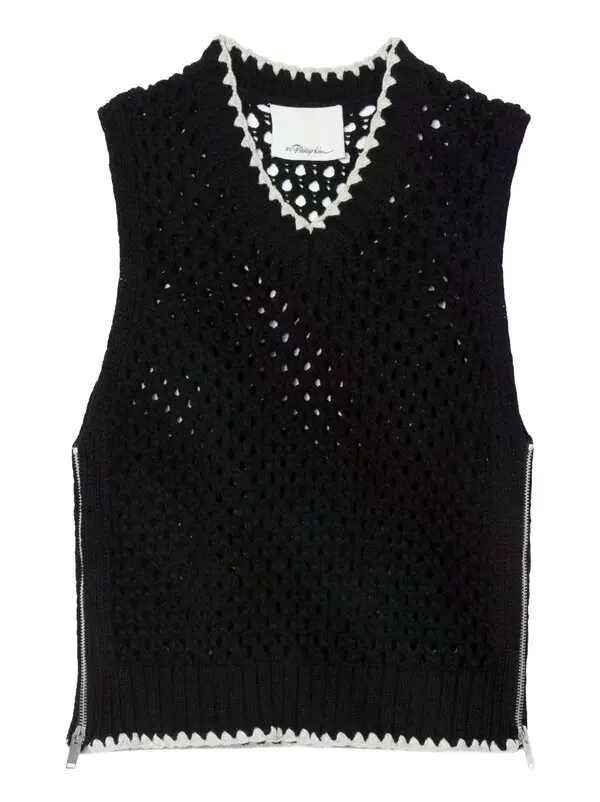 3.1 Phillip Lim Crochet-detail Knit Vest - Black