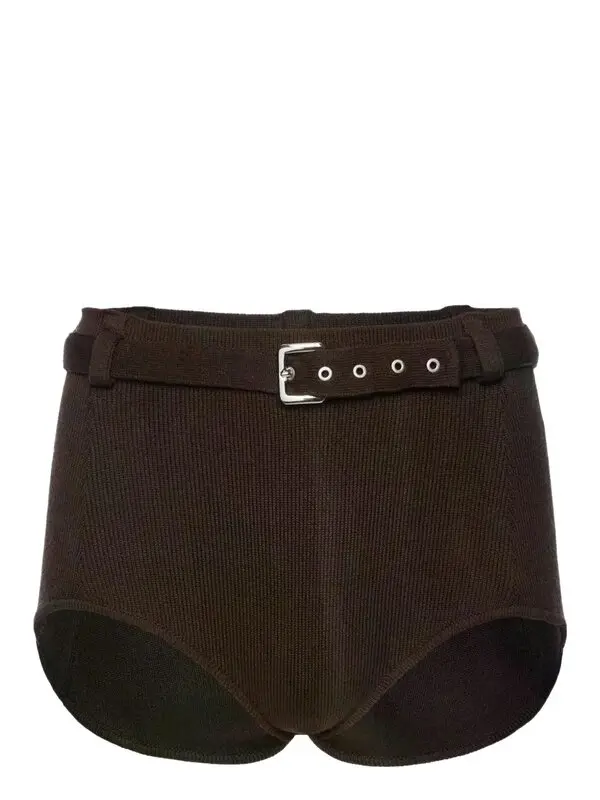 Magda Butrym Belted Ribbed-knit Shorts - Brown