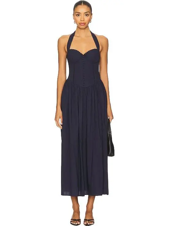 RUNAWAY THE LABEL Adaline Midi Dress - Navy