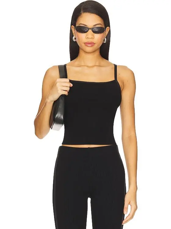 Donni. Rib Satin Tank Top - Jet