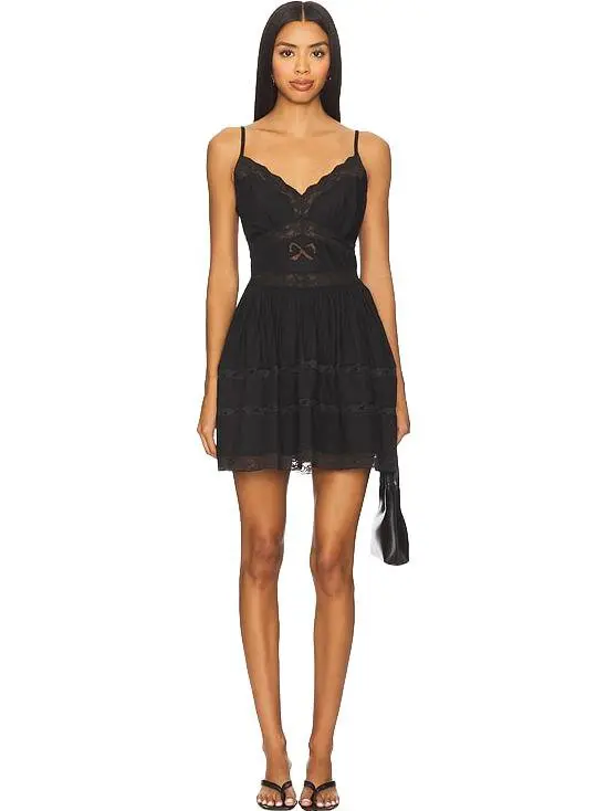LoveShackFancy Zima Mini Dress - Black