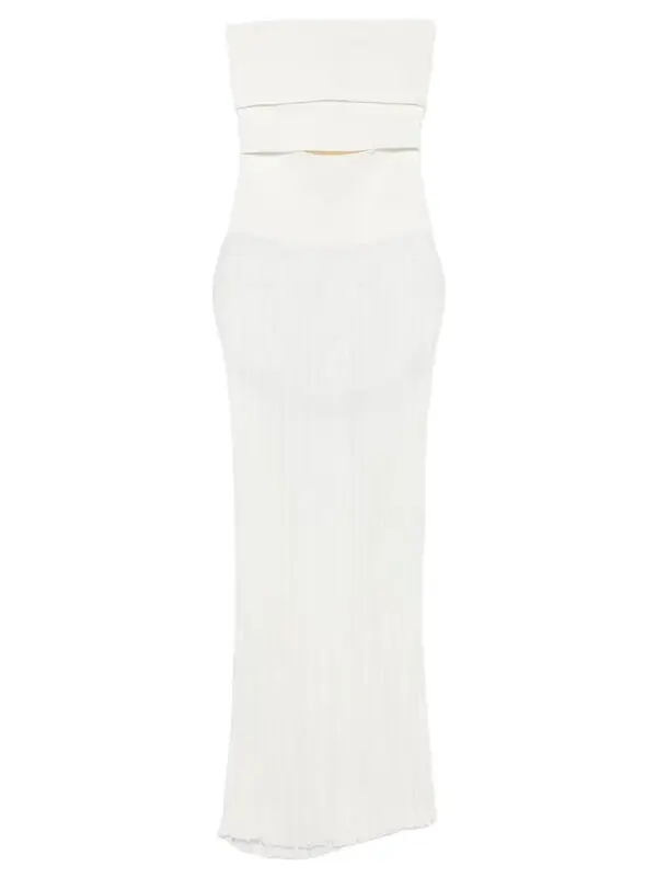 Christopher Esber Pleated Strapless Midi Dress - White