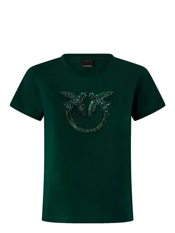 Pinko Embellished Logo T-shirt - Green