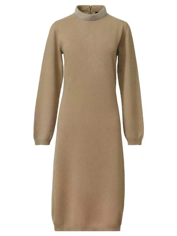 Fabiana Filippi High-neck Long-sleeve Dress - Neutrals