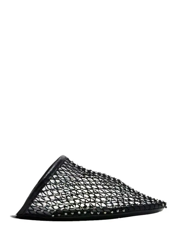 Schutz Crystal-embellished Mesh Flat Mules - Black