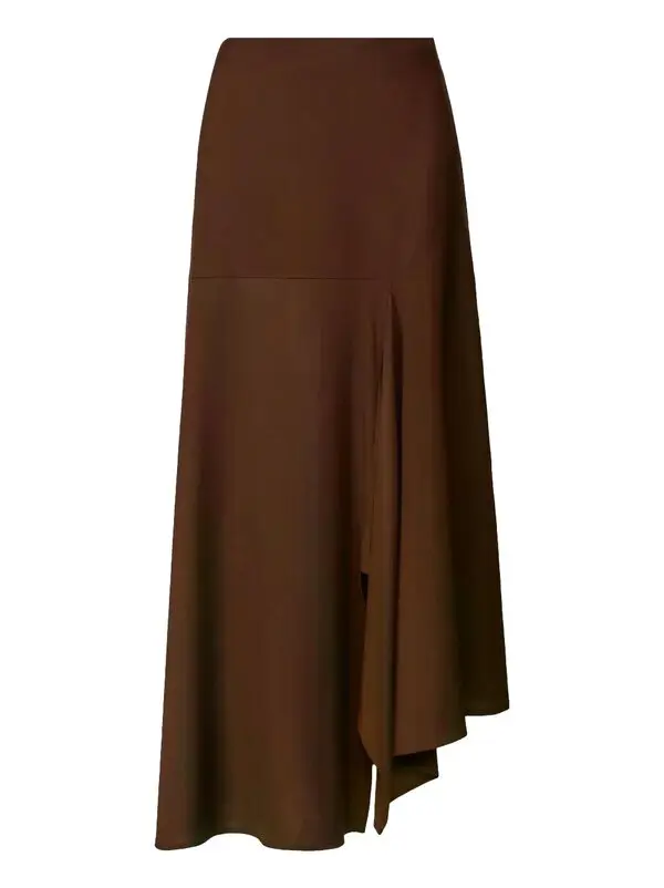 Fabiana Filippi Wool-blend Asymmetric Maxi Skirt - Brown
