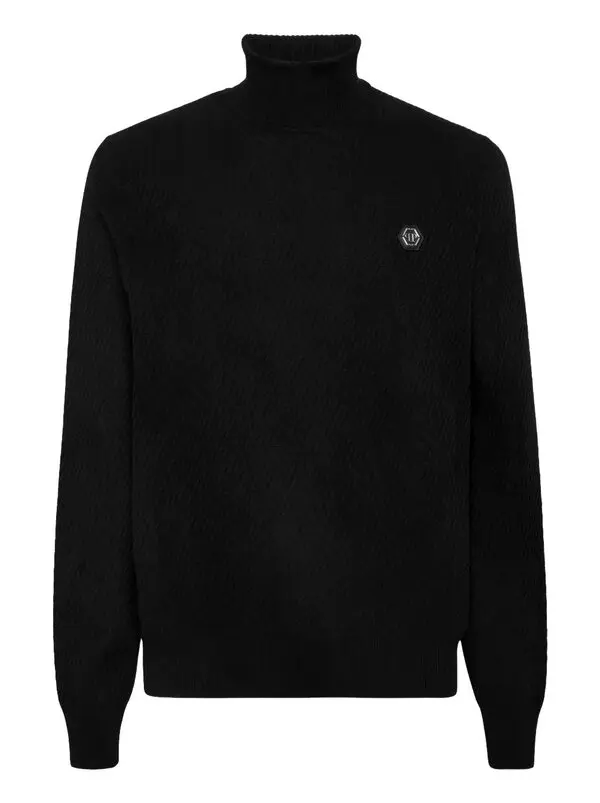 Philipp Plein Ribbed Turtleneck Sweater - Black